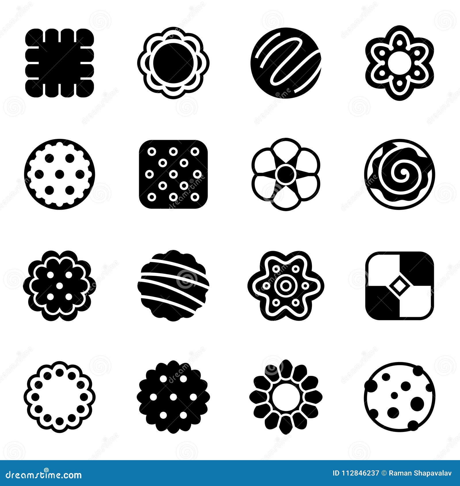 Vector Cookie, Craker, Biscuit Icon Set Stock Vector - Illustration of ...