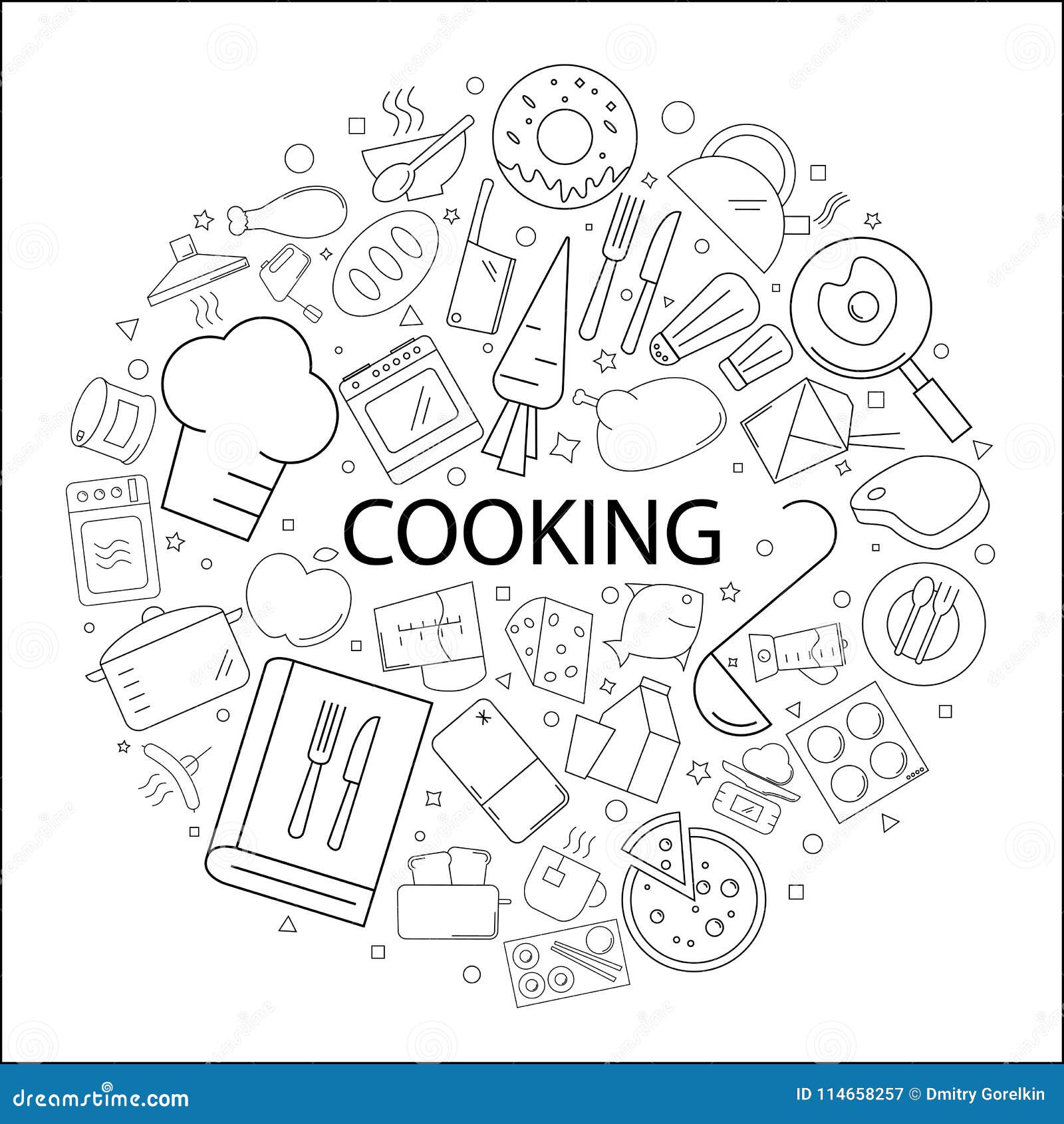 Vector Cooking Pattern with Word. Cooking Background Stock Vector ...