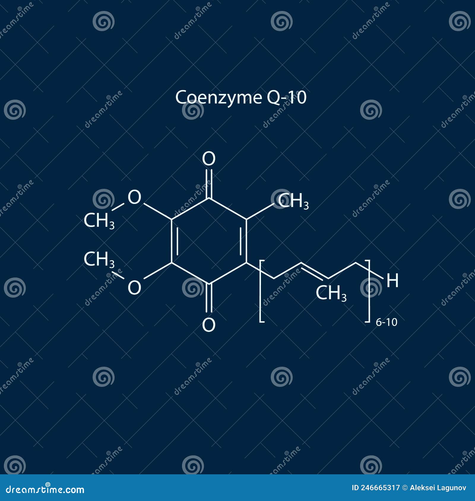 Vector CoQ10 Coenzyme Q10 Chemical Molecular Skeletal Formula Stock ...