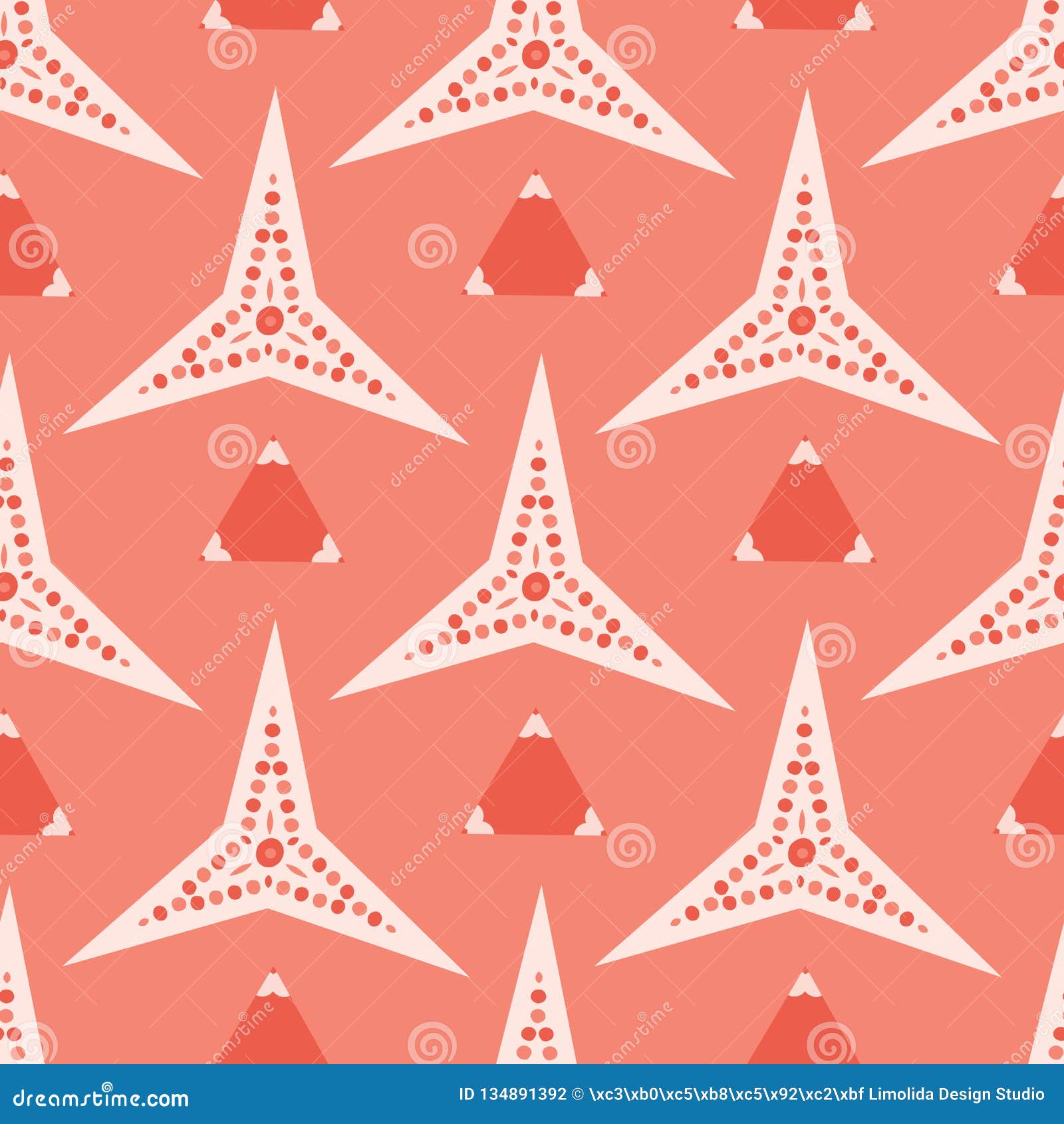 Vector Coral Abstract Triangles Seamless Repeat Pattern Stock Vector ...