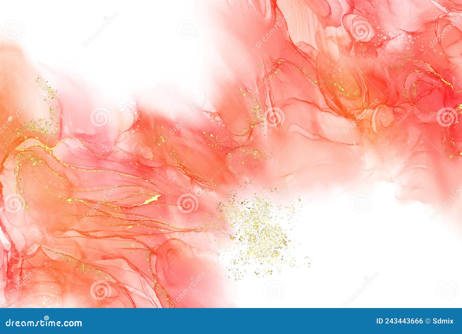 Vector Coral Banner. Hand Drawn Abstract Paint Brush Stroke Stock ...