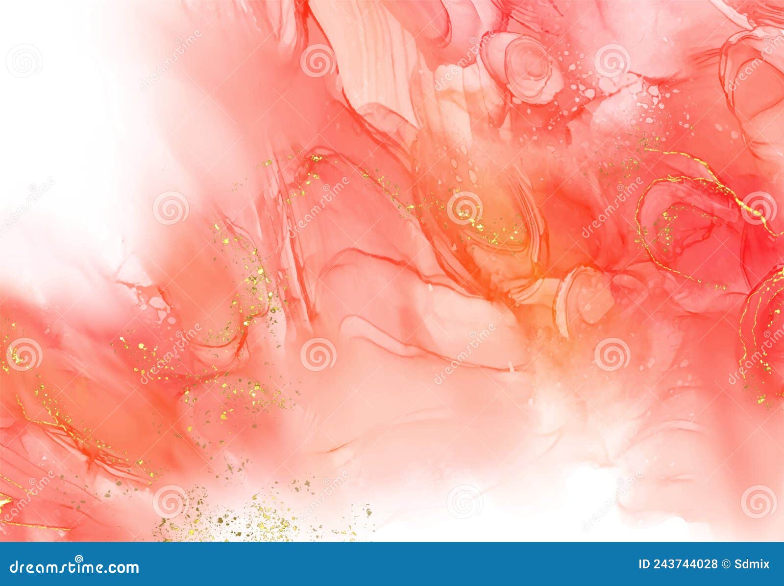 Vector Coral Banner. Hand Drawn Abstract Paint Brush Stroke Stock ...