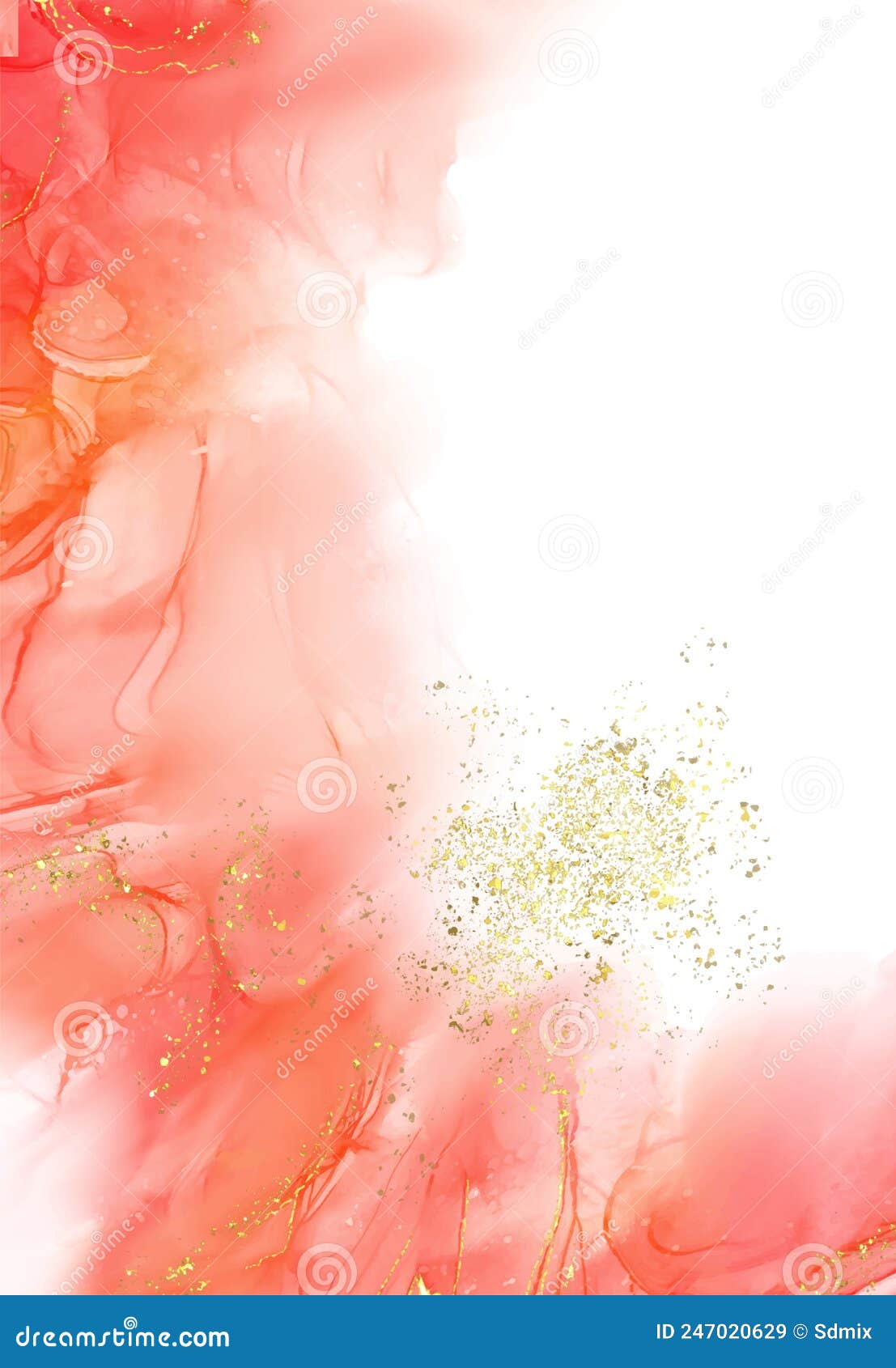 Vector Coral Banner. Hand Drawn Abstract Paint Brush Stroke Stock ...