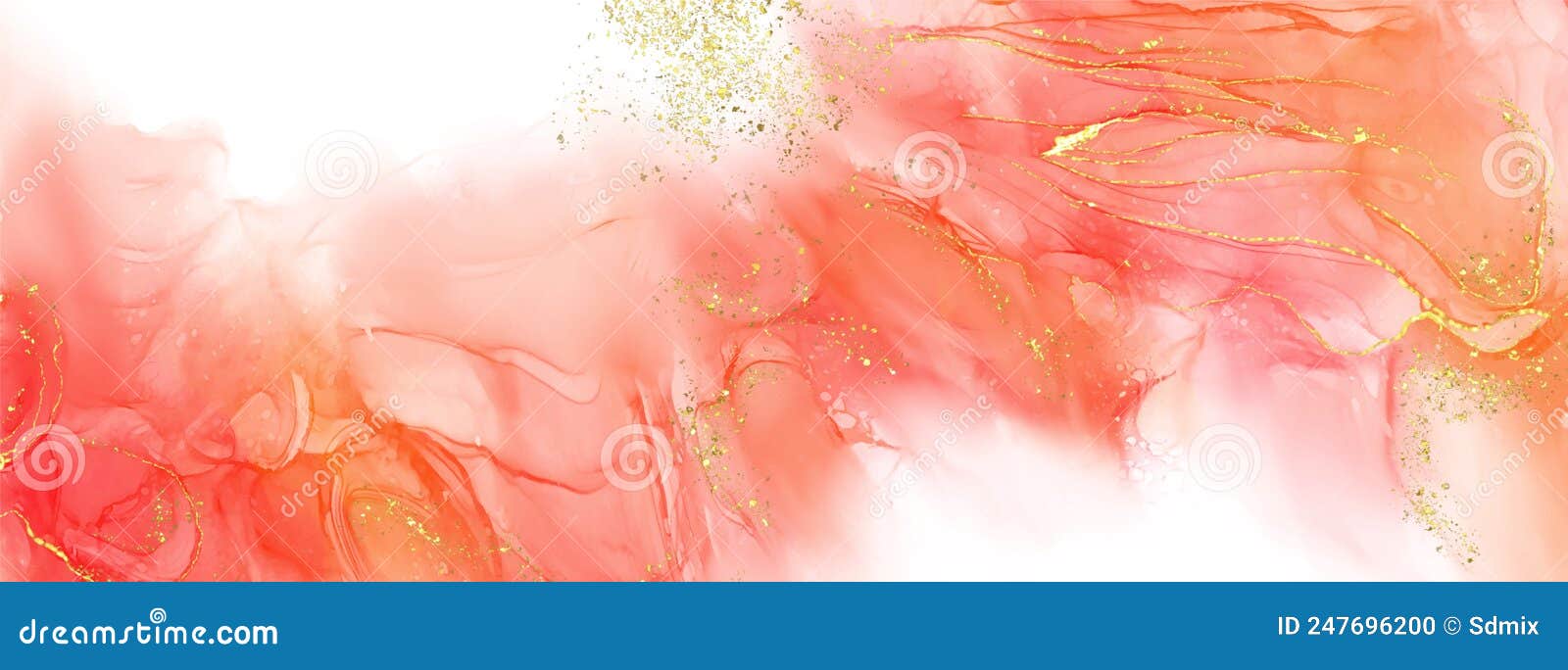 Vector Coral Banner. Hand Drawn Abstract Paint Brush Stroke Stock ...