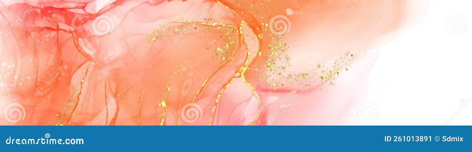 Vector Coral Banner. Hand Drawn Abstract Paint Brush Stroke Stock ...