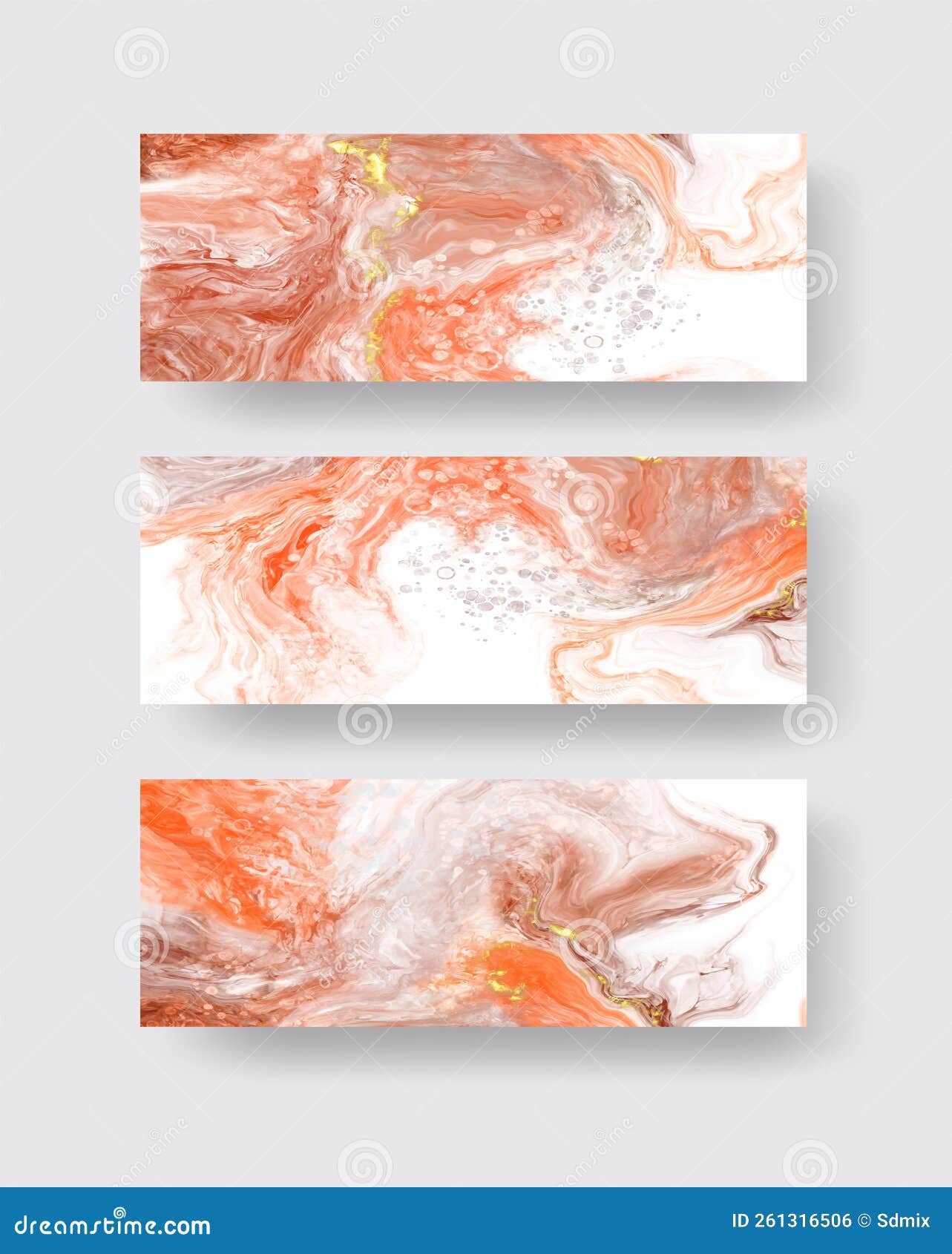 Vector Coral Banners Set. Hand Drawn Abstract Paint Brush Stroke Stock ...
