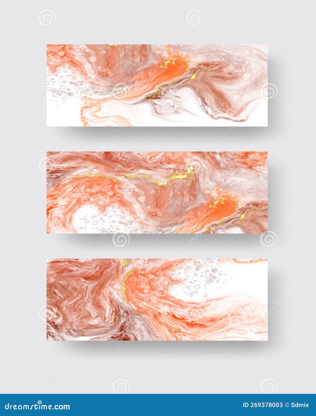 Vector Coral Banners Set. Hand Drawn Abstract Paint Brush Stroke Stock ...