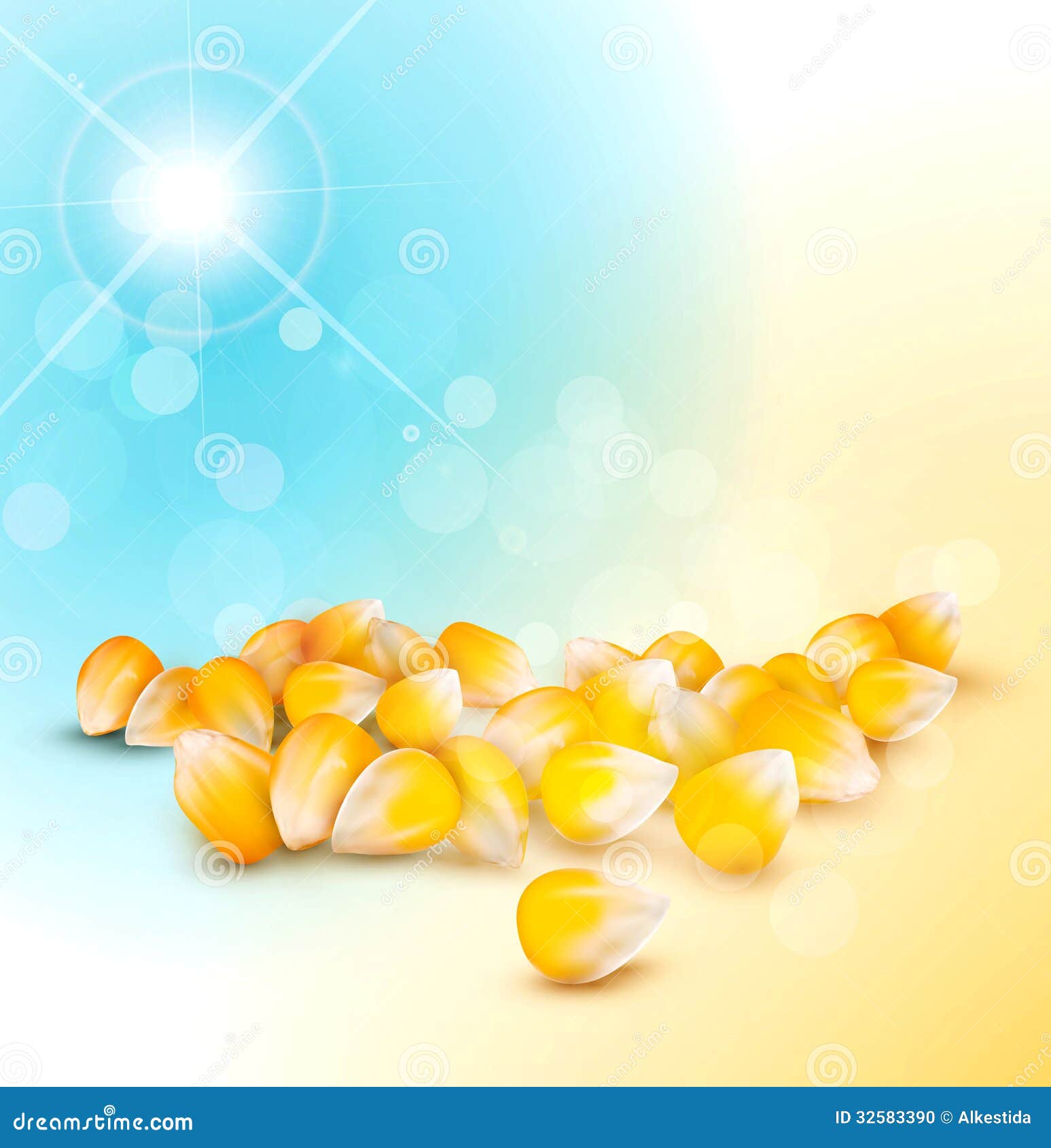 Vector Corn on a Gold-blue Background Stock Vector - Illustration of ...