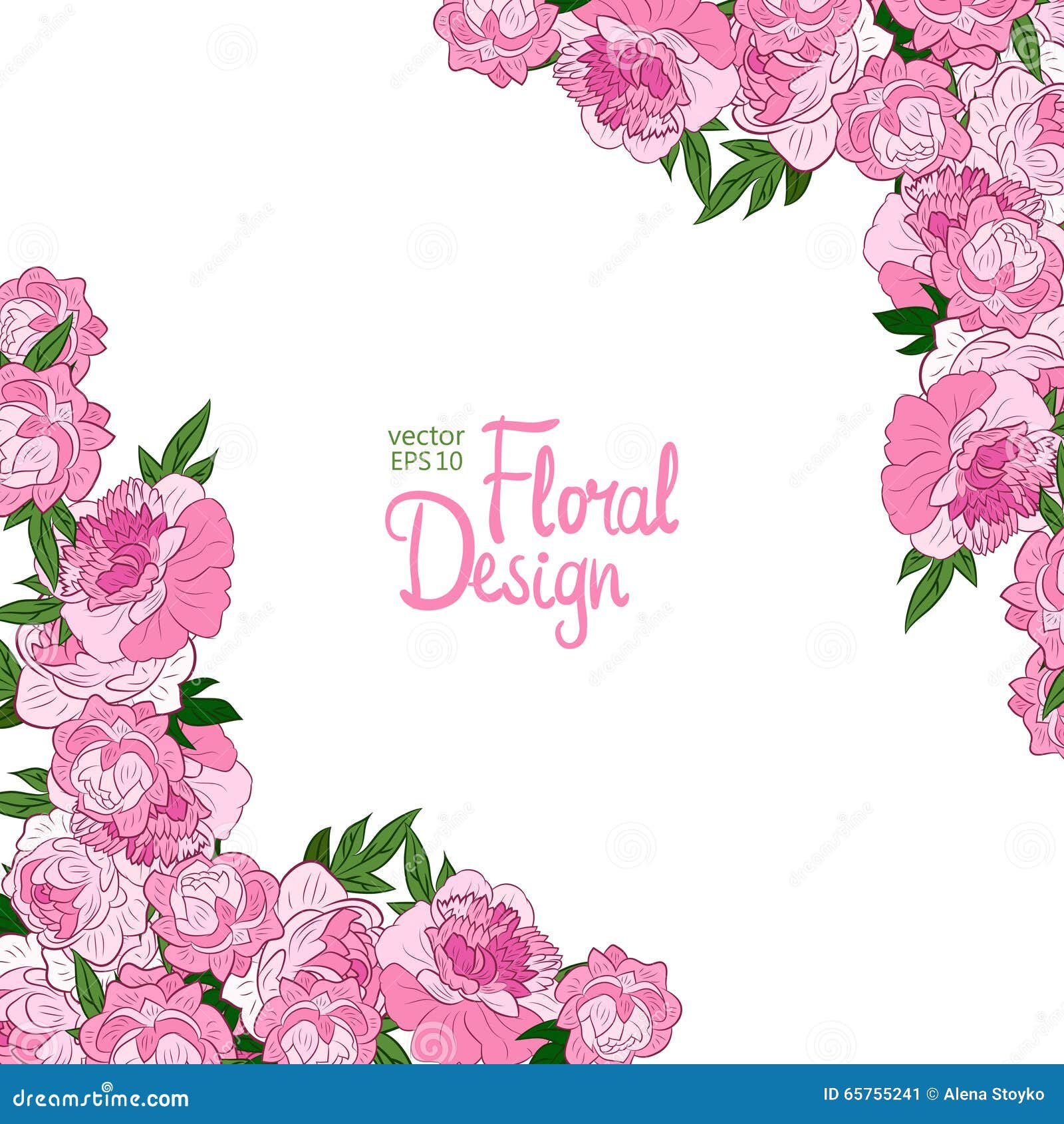 Vector corner with peonies stock vector. Illustration of peonies - 65755241