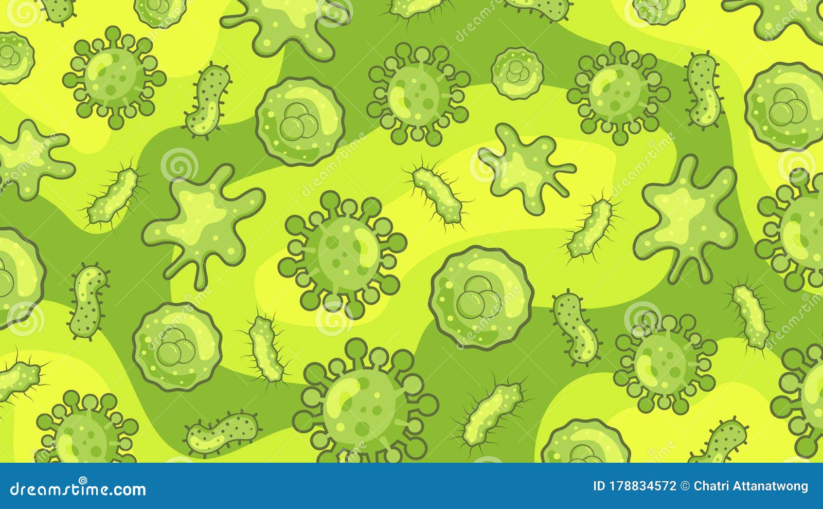 Vector Disease Theme Coronavirus and Bacteria Pattern Background Virus ...