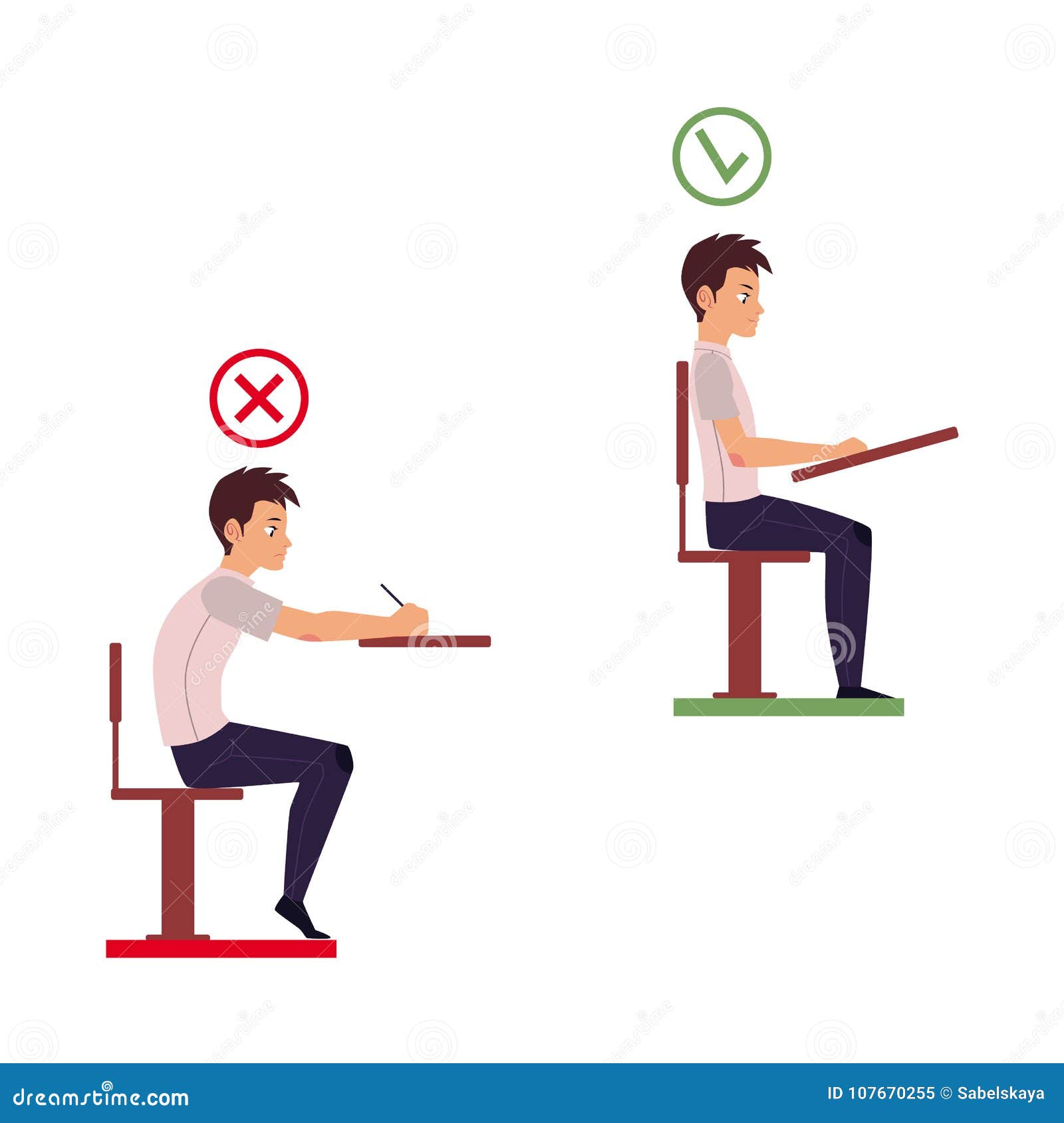 Vector Correct, Incorrect Head Sitting at Desk Stock Vector ...