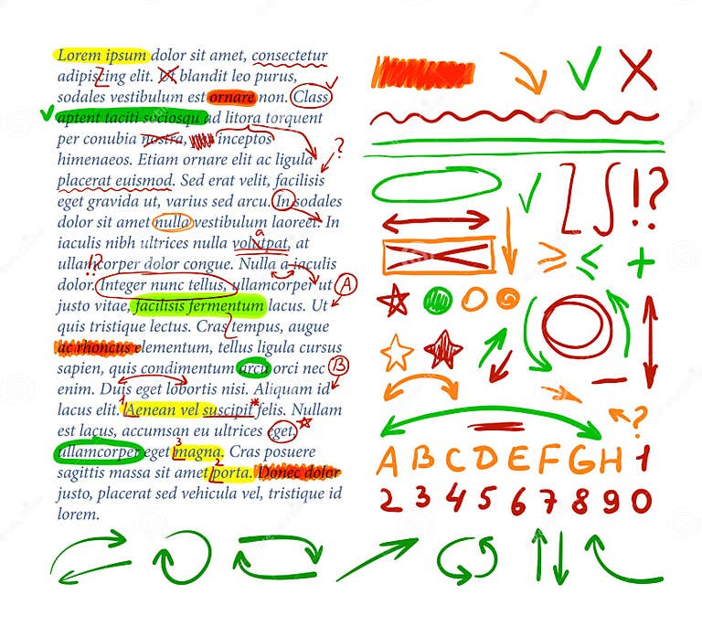 Vector Correction Marks Set, Colorful Design Elements. Stock Vector ...