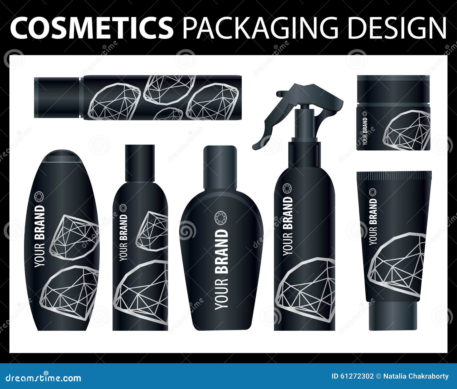 Vector cosmetic packages stock vector. Illustration of black - 61272302