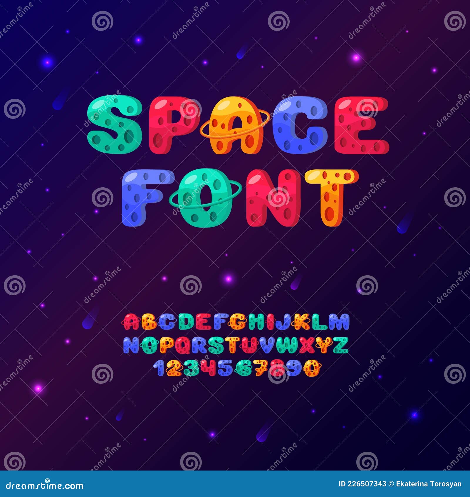 Vector Cosmic Alphabet with Stars and Comets. Stock Vector ...