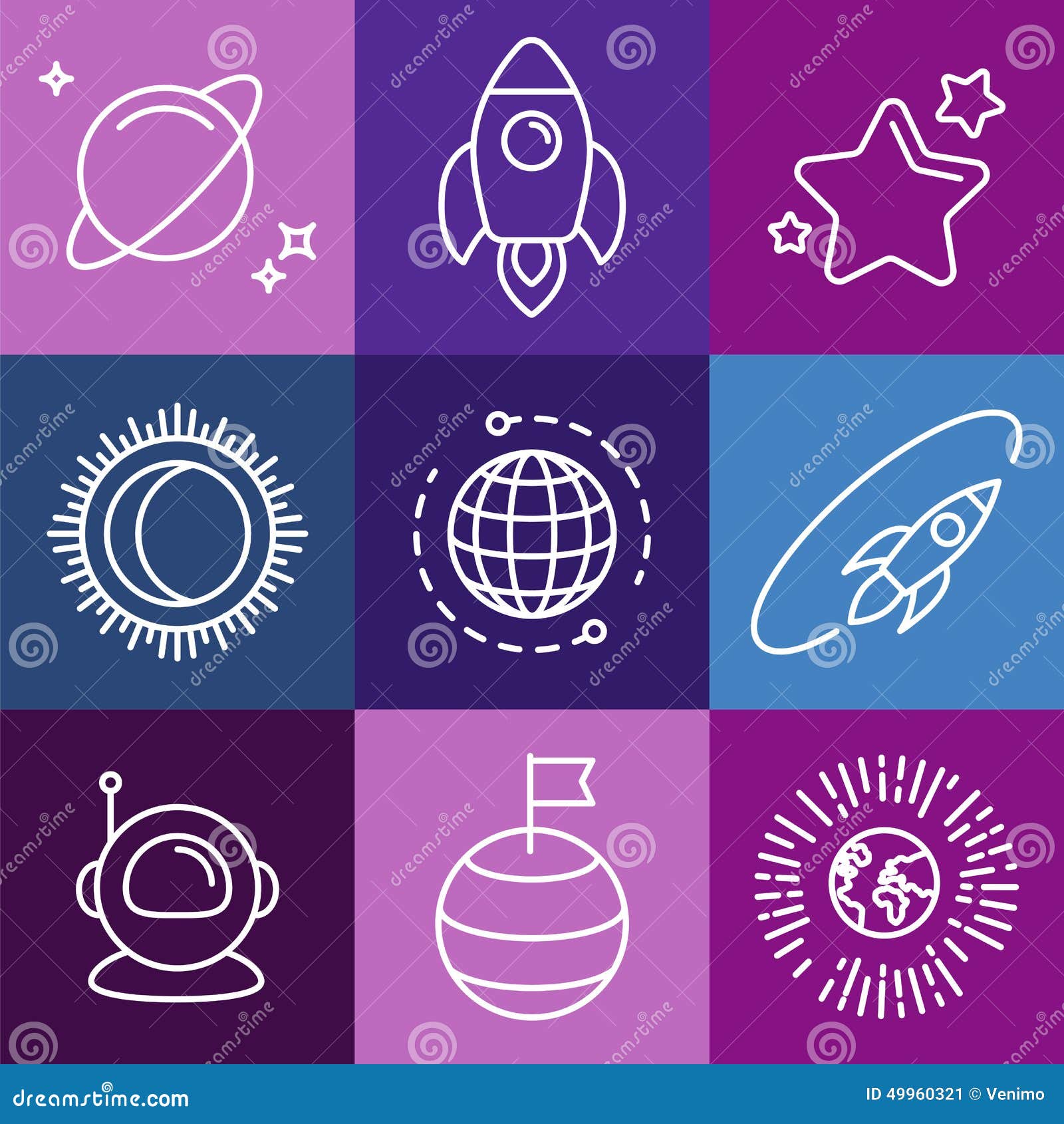 Vector Cosmic Signs and Line Icons Stock Vector - Illustration of ...