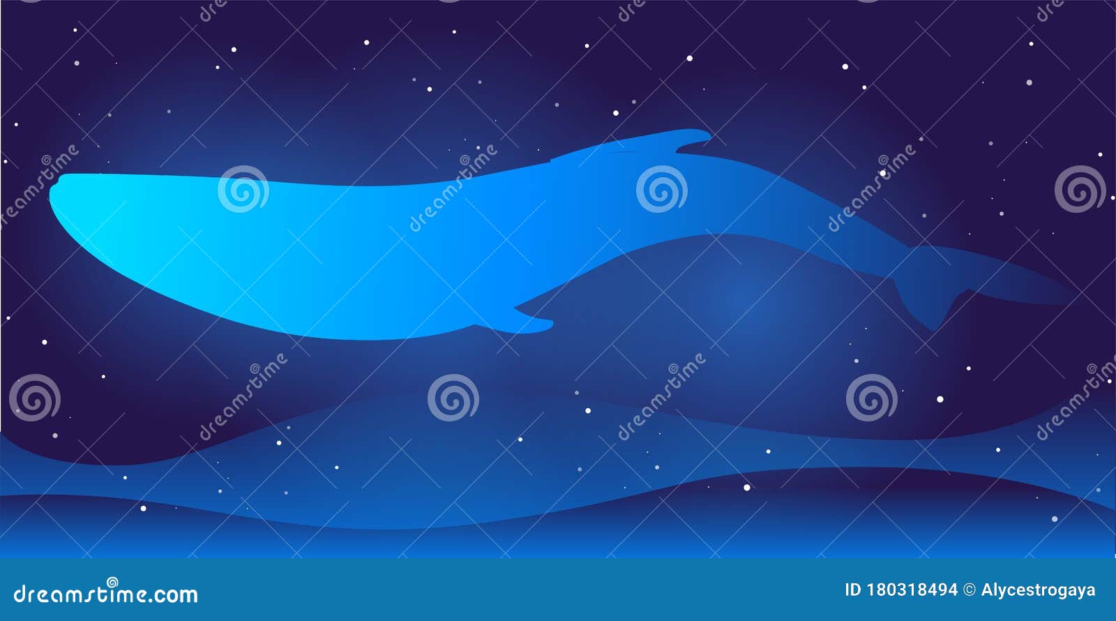 Vector Cosmos Illustration on Gradient Dark Blue Backgroud with ...