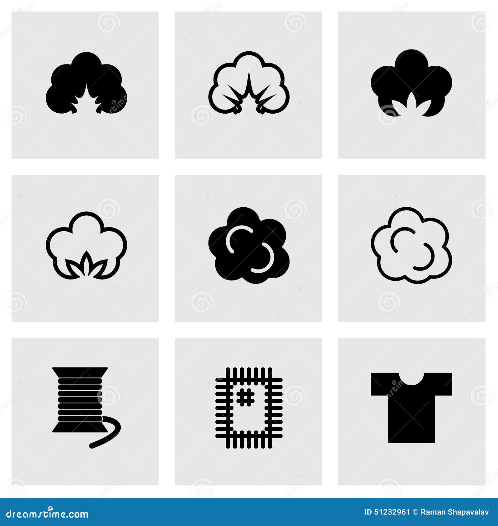Vector cotton icon set stock vector. Illustration of cotton - 51232961