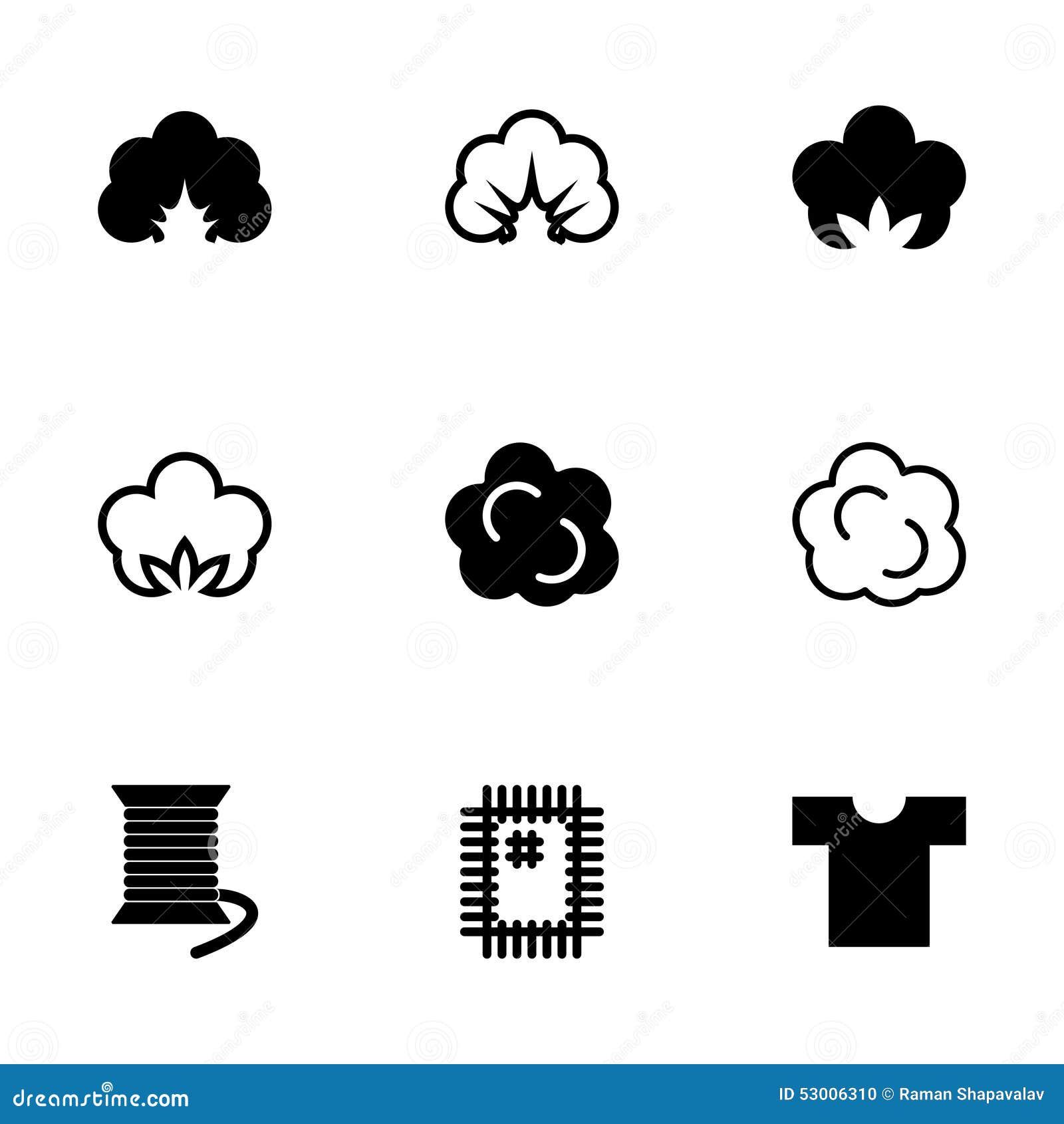 Vector cotton icon set stock vector. Illustration of black - 53006310
