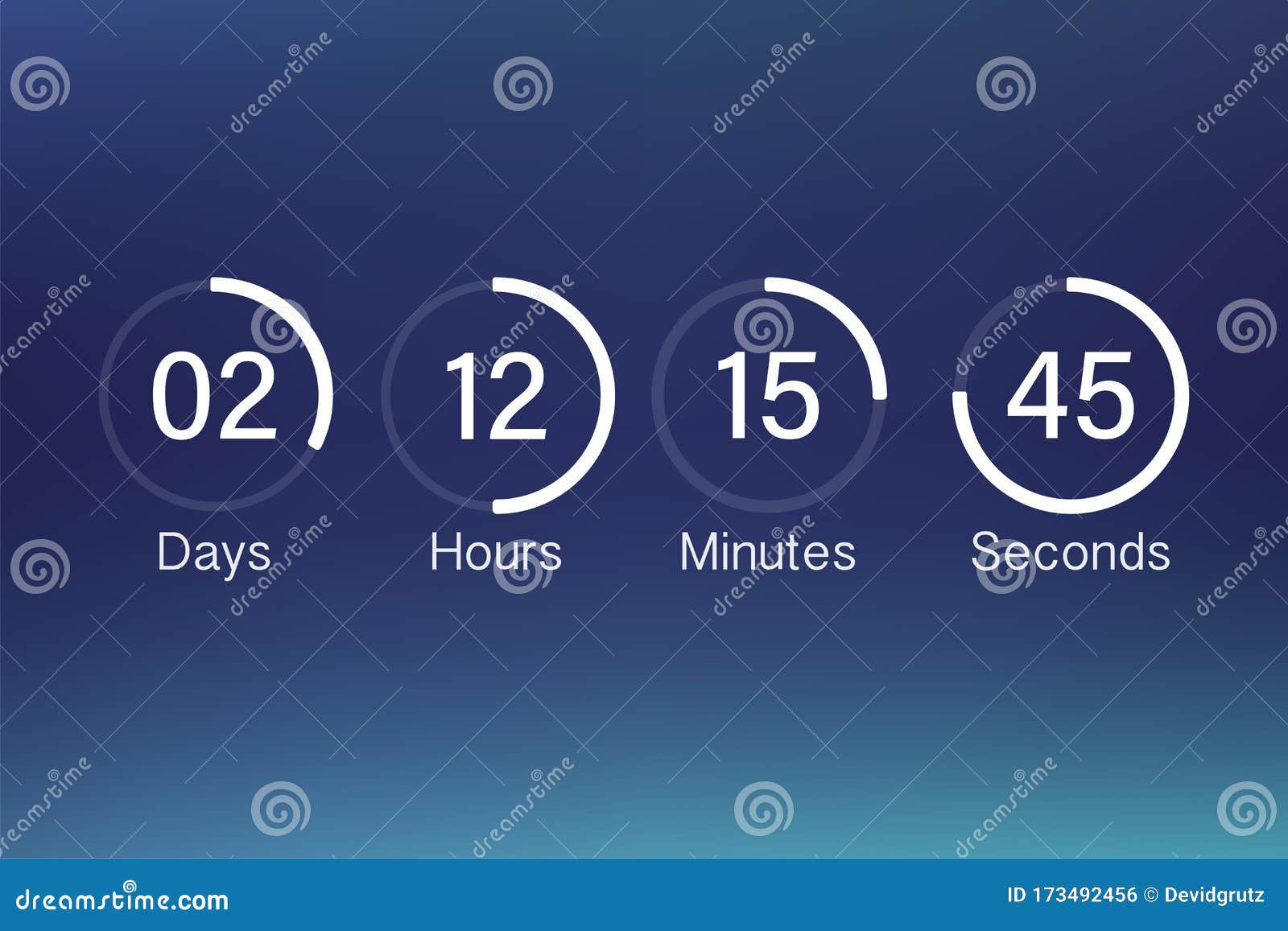 Vector Countdown Clock Counter Timer. UI App Digital Count Down Circle ... Vector Countdown Clock Counter Timer. UI App Digital Count Down Circle ...