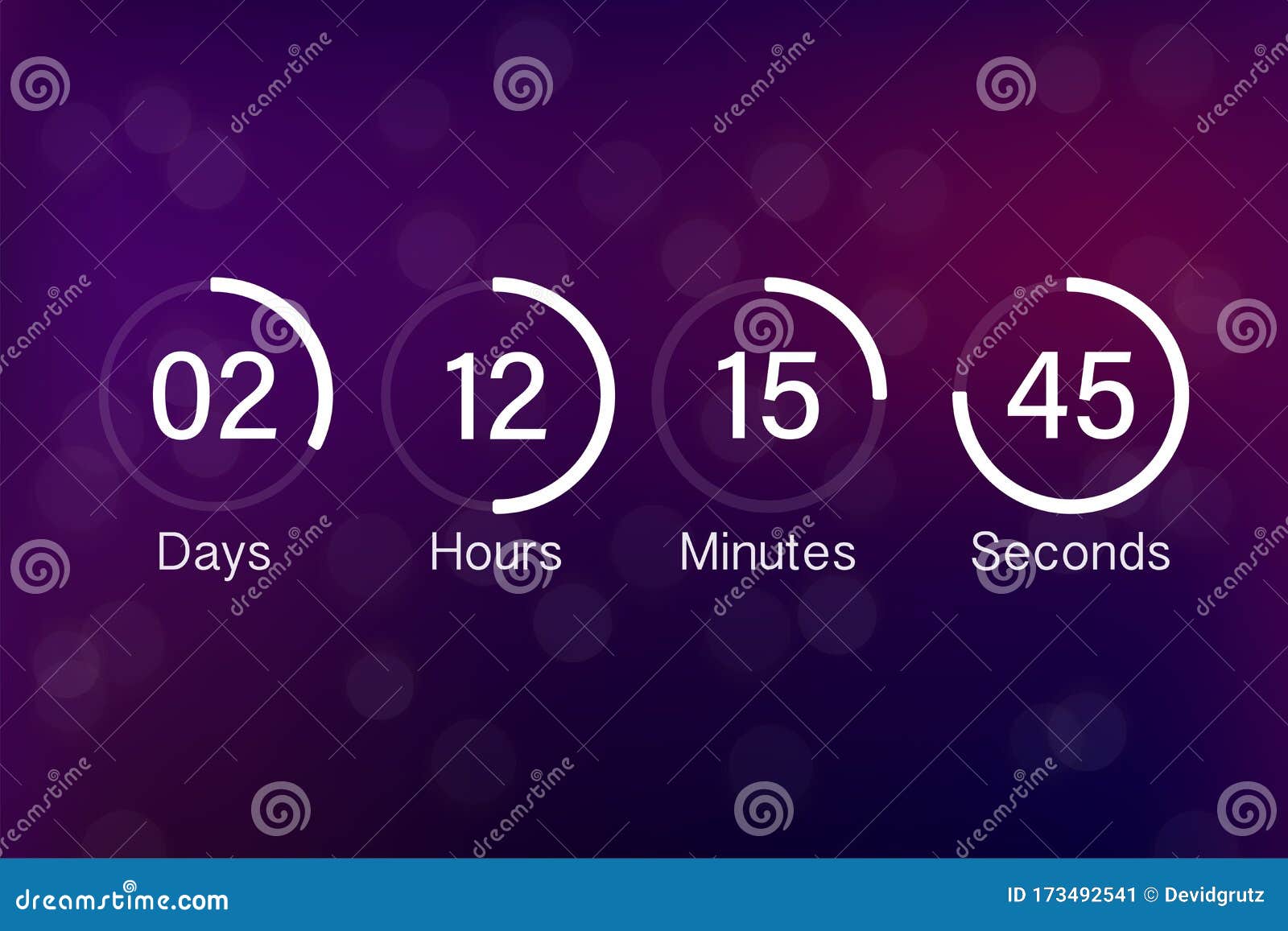 Vector Countdown Clock Counter Timer Ui App Digital Count Down Circle