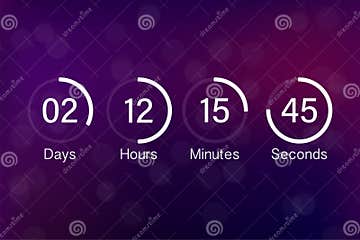 Vector Countdown Clock Counter Timer. UI App Digital Count Down Circle Board Meter with Circle ...