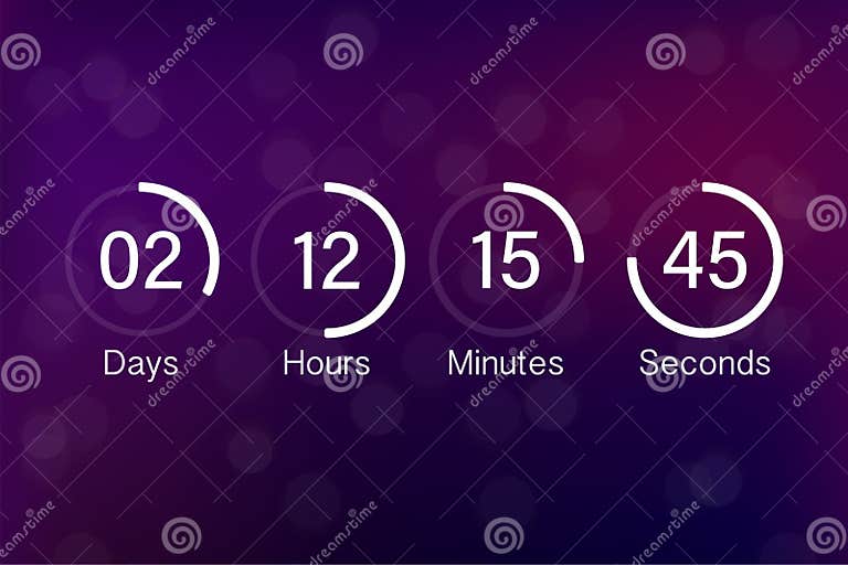 Vector Countdown Clock Counter Timer. UI App Digital Count Down Circle Board Meter with Circle ...