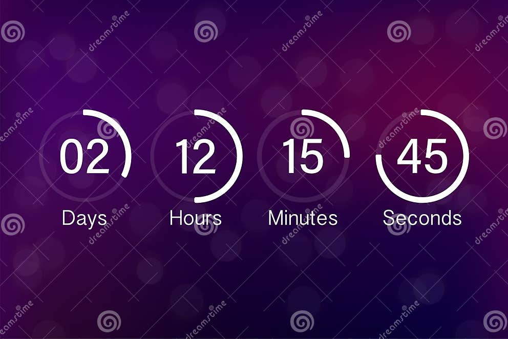 Vector Countdown Clock Counter Timer. UI App Digital Count Down Circle Board Meter with Circle ...