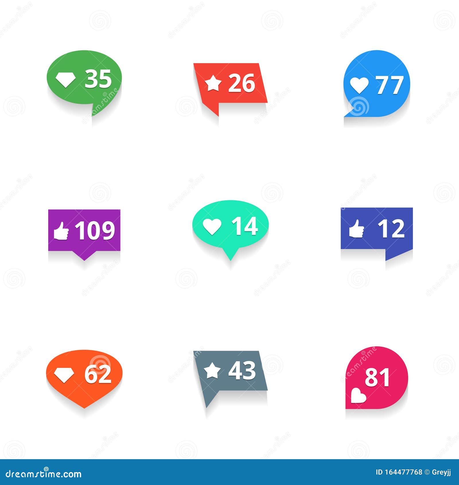 Notification Icons. Like Counter Set. Cartoon Vector | CartoonDealer ...