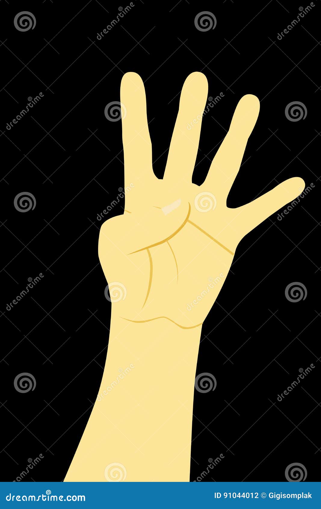 Counting Hand, Four at Black Background Stock Vector - Illustration of ...