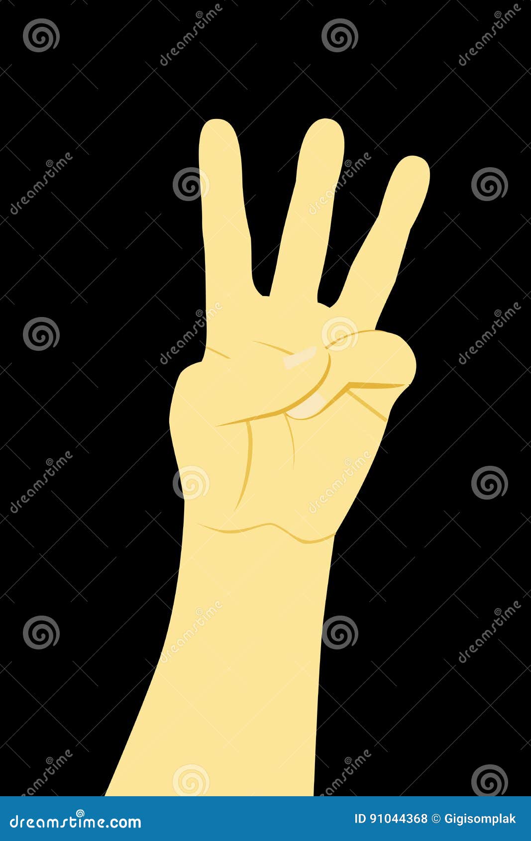 Counting or Vote Hand, Three Stock Vector - Illustration of gesturing ...