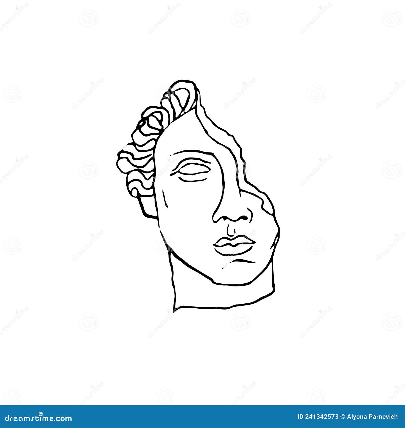 Vector Countinious Line Drawing of Ancient Greek Sculpture Isolated on ...