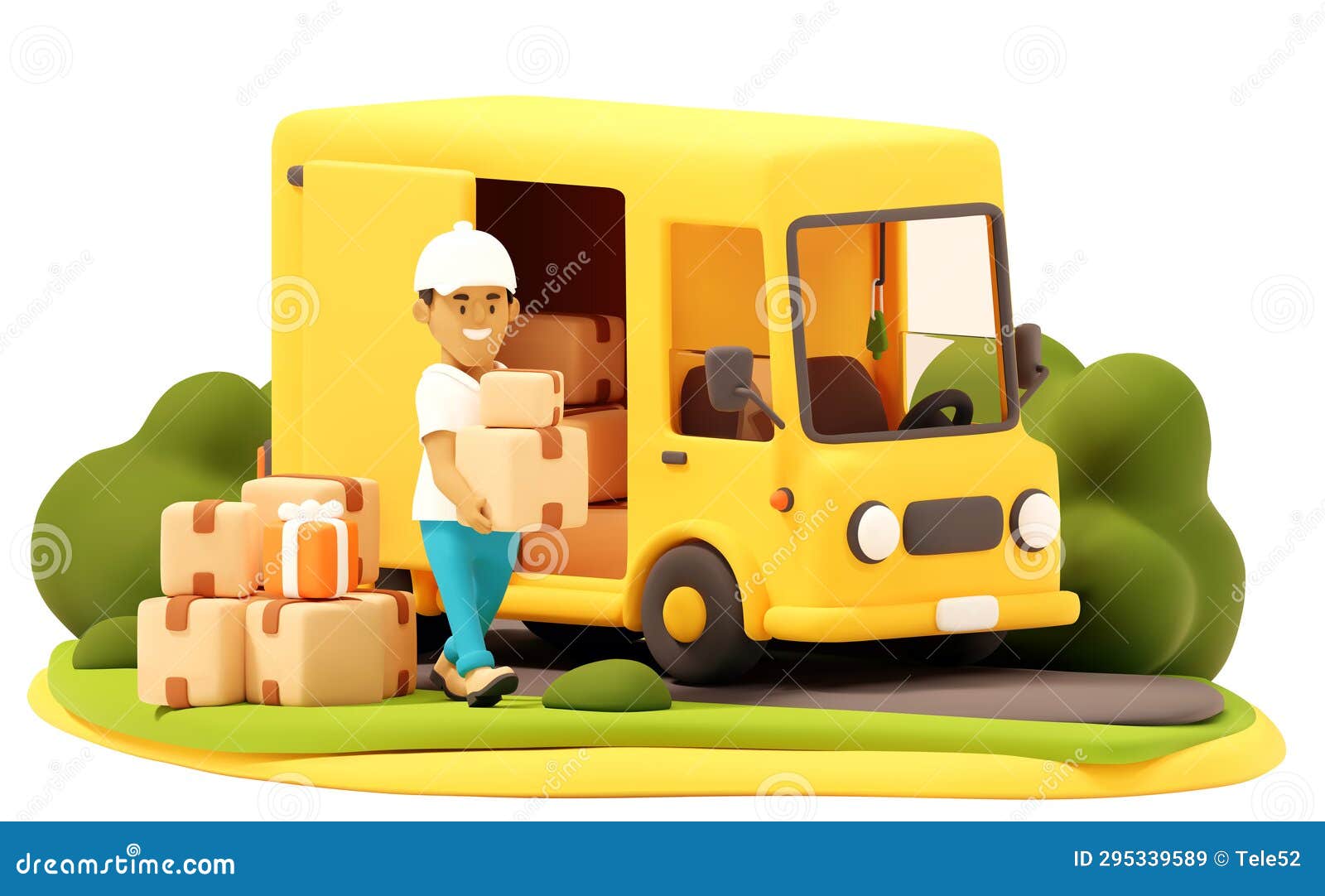 Vector Courier Loading Van with Cardboard Boxes Stock Vector ...