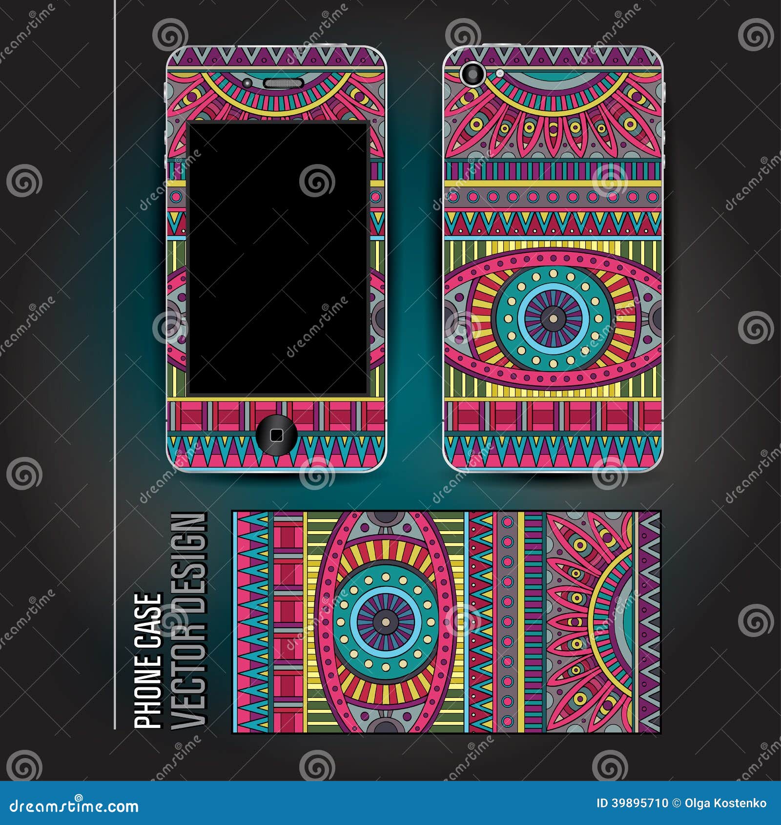 Vector Cover Smartphone Abstract Ethnic Background Stock Vector ...