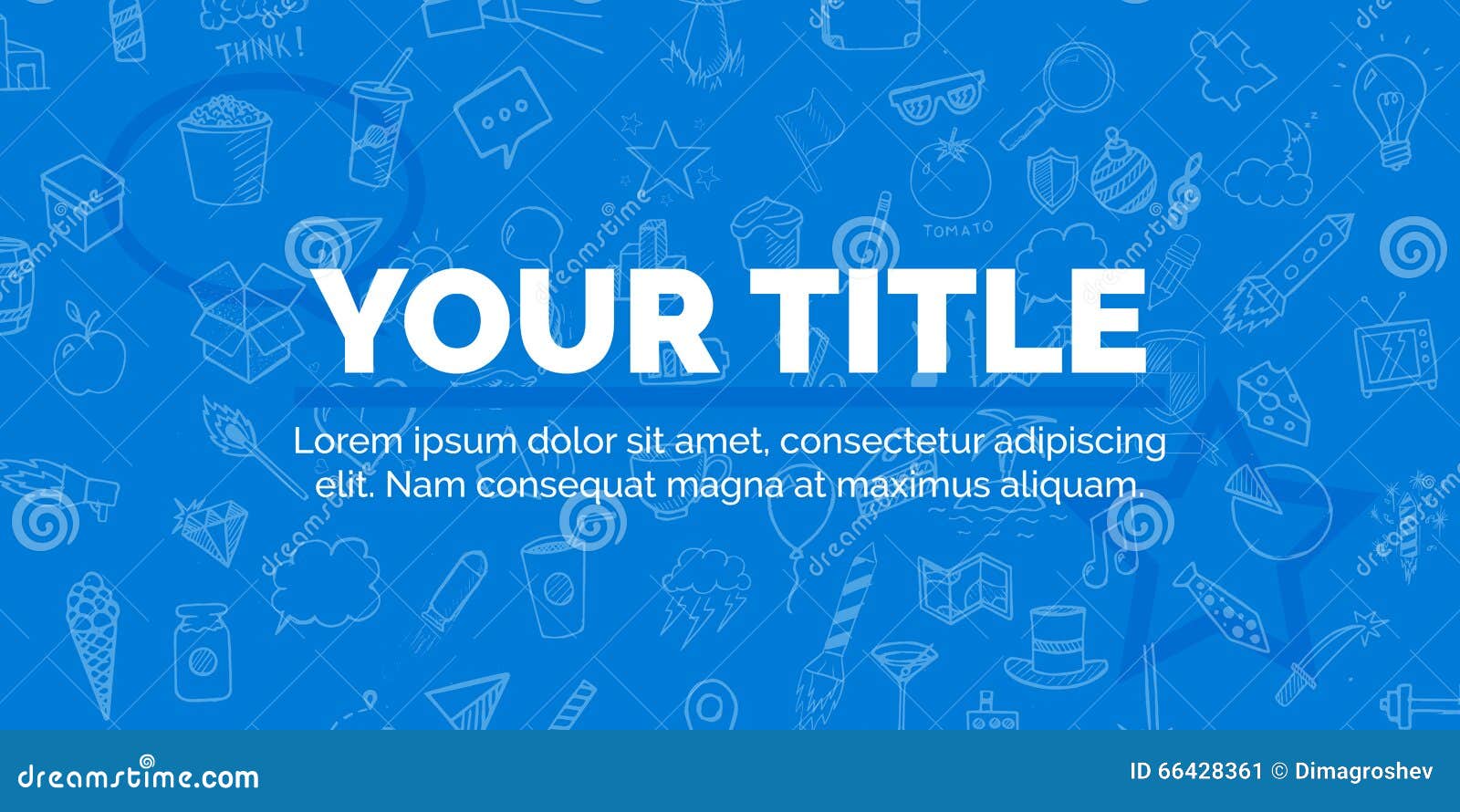 Vector Cover Your Title on Blue Background with Objects Stock ...