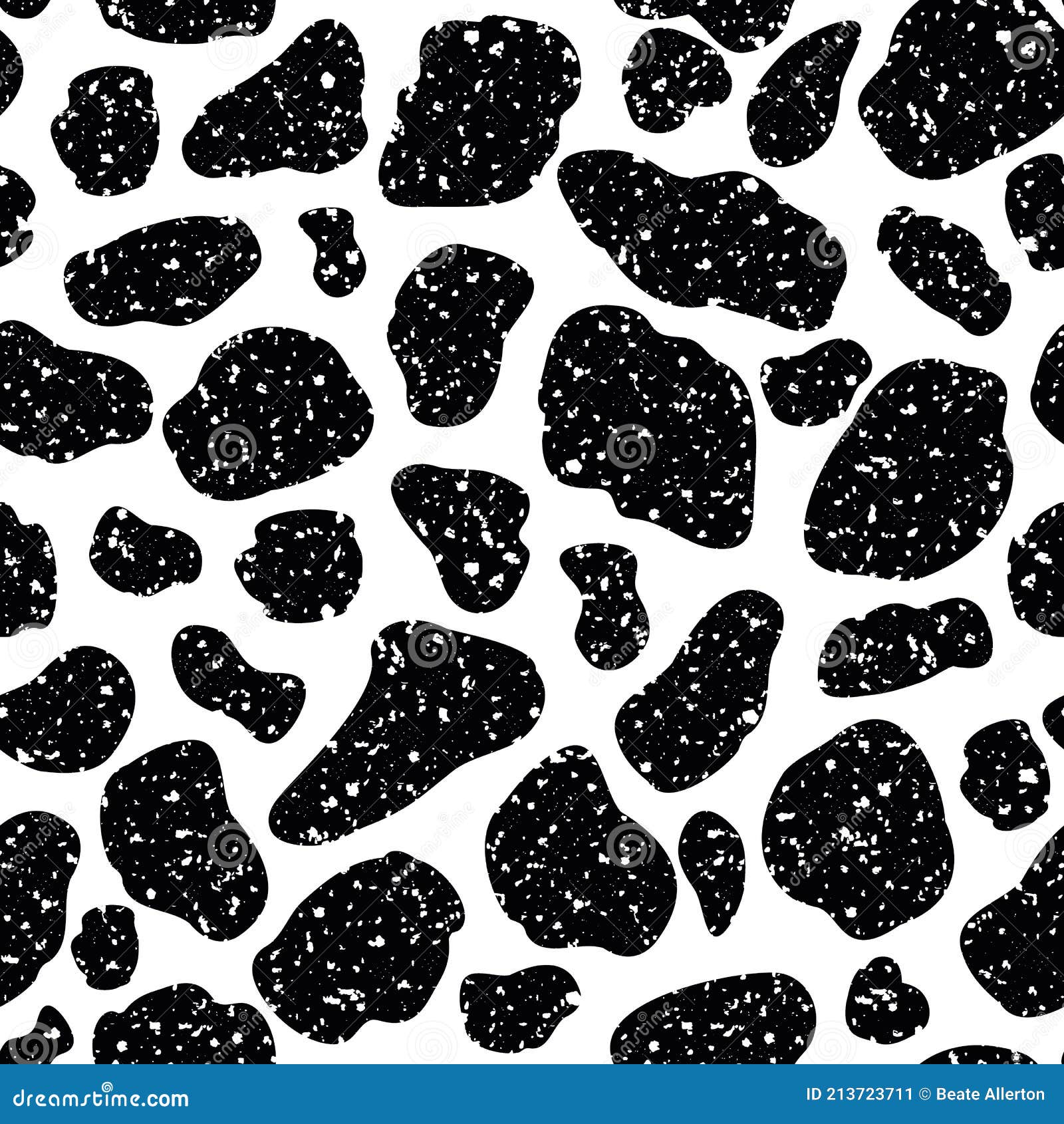 Vector Cow Hide Pattern Seamless Background. Black Irregular Patches on ...