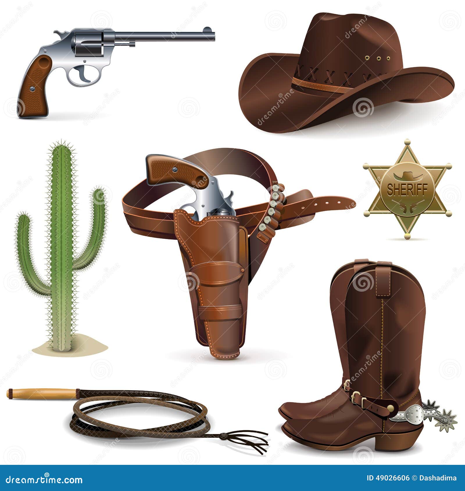 Cowboy Icons.Vector Wild West Pictograms Isolated | CartoonDealer.com ...