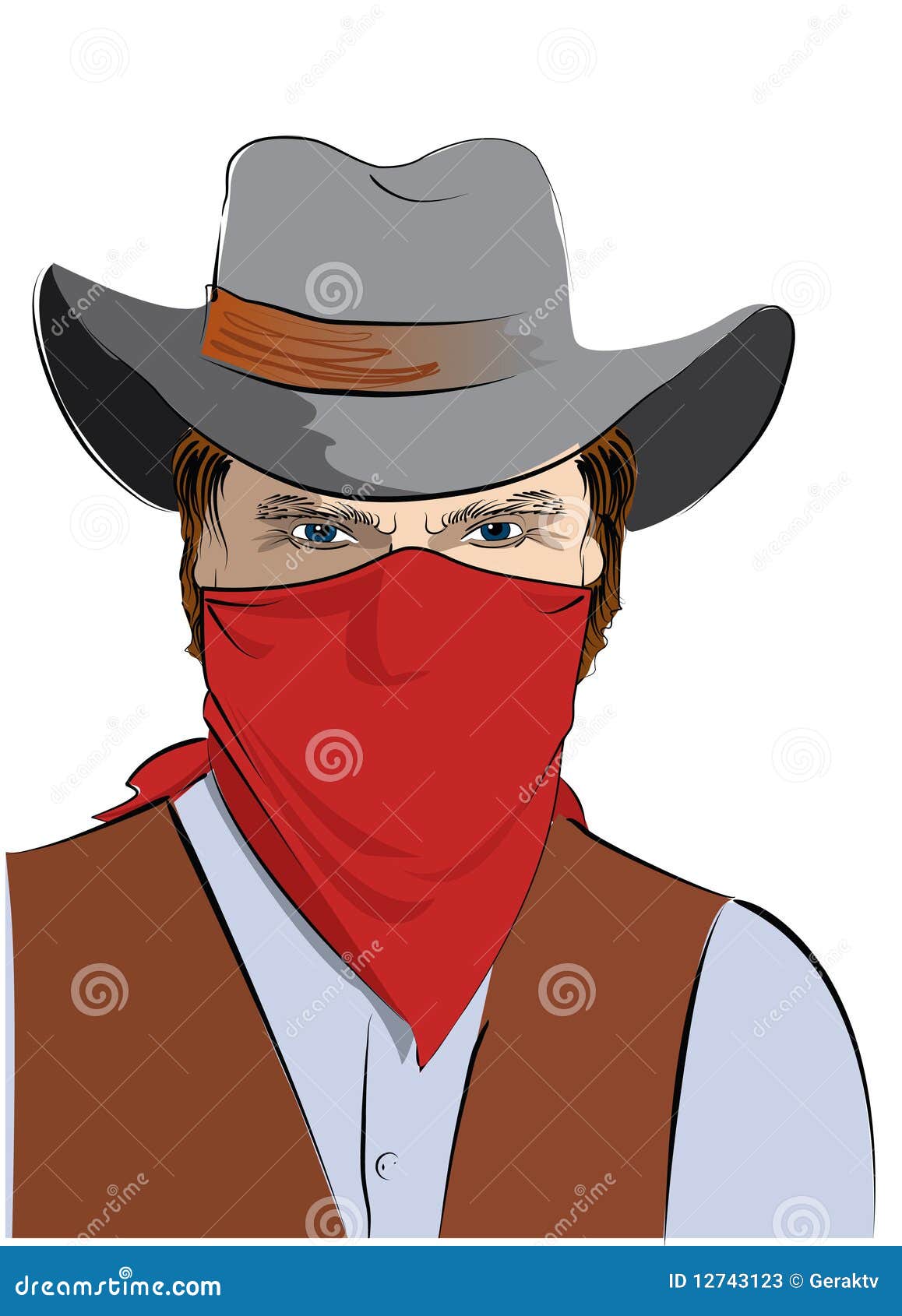 Vector Cowboy Met Masker. Bandiet Vector Illustratie - Illustration of ...