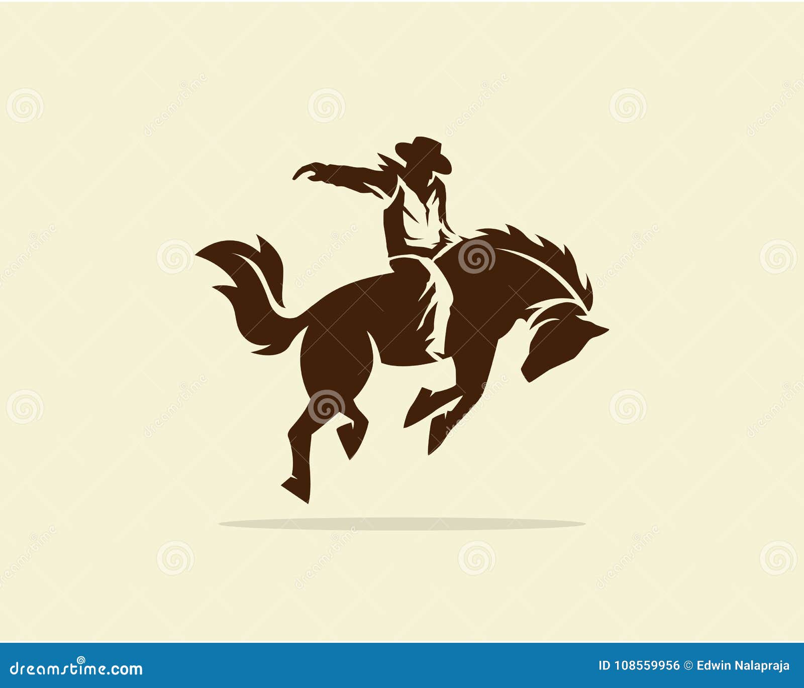 Cowboy On Bucking Horse Vector Illustration | CartoonDealer.com #87640782