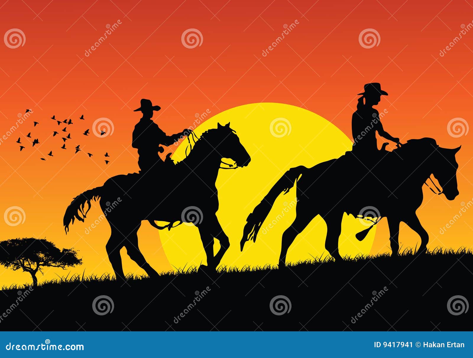 Vector cowboys stock vector. Illustration of western, west - 9417941