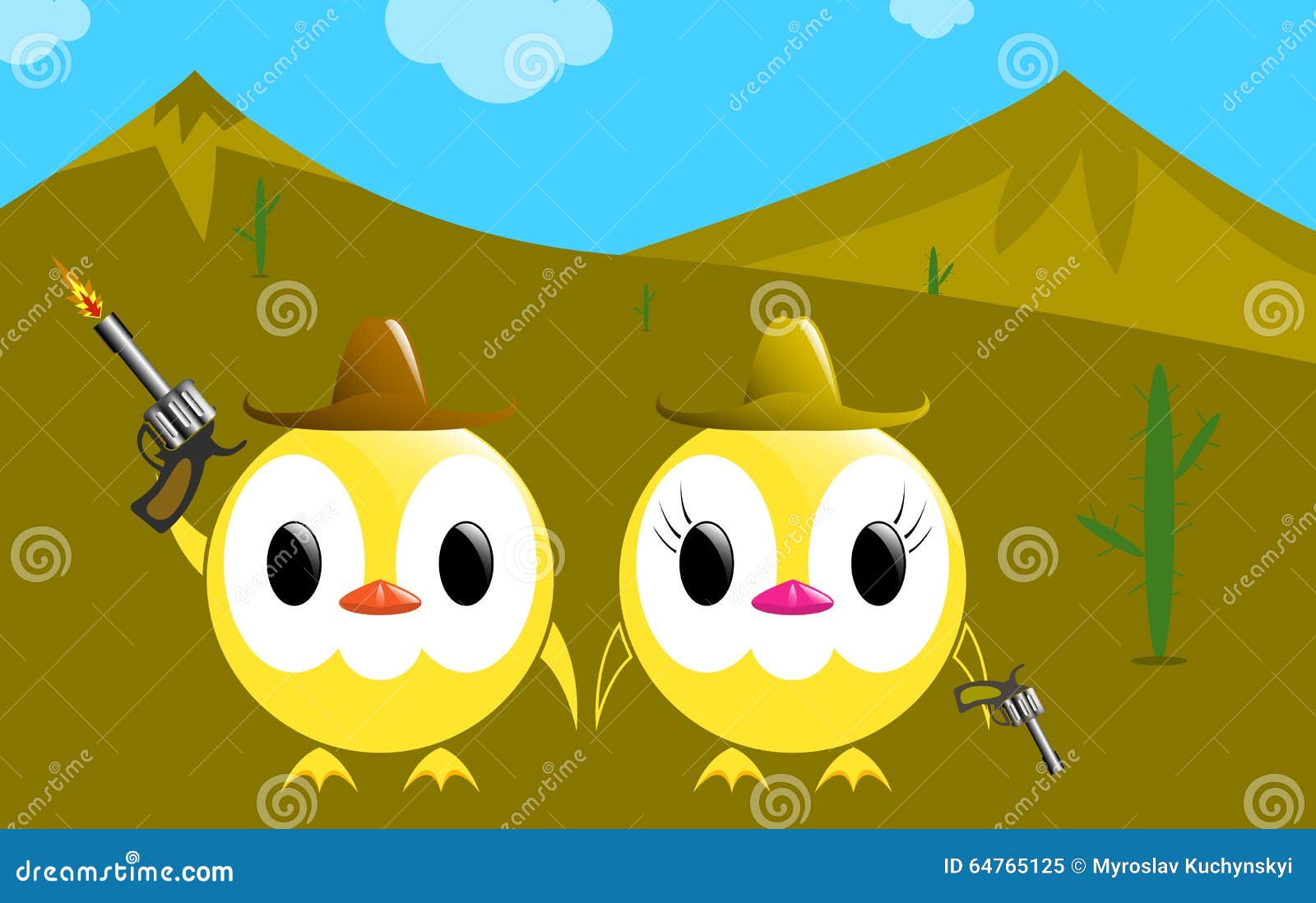 Vector Cowboys With Rifle. Flat Style Colorful Cartoon Illustration ...