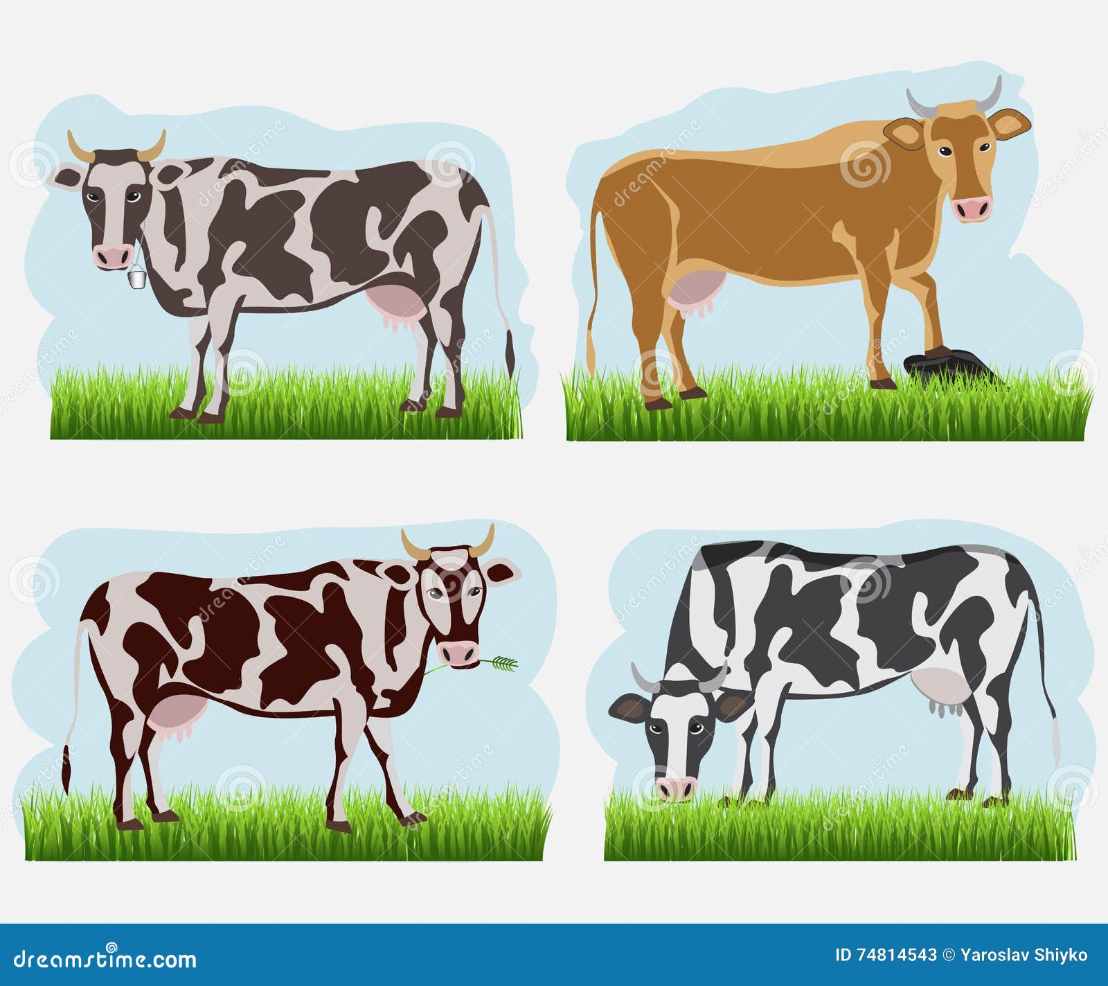 Vector Cows of Different Colors Stock Vector - Illustration of calf ...