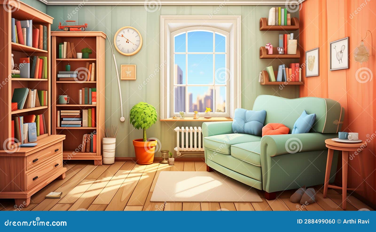 Vector cozy room interior stock illustration. Illustration of floor ...
