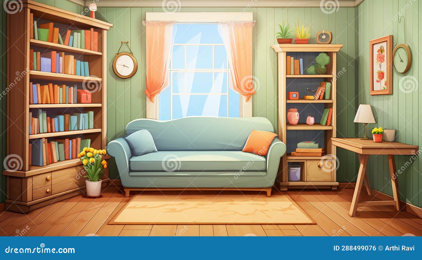 Vector cozy room interior stock illustration. Illustration of bedroom ...