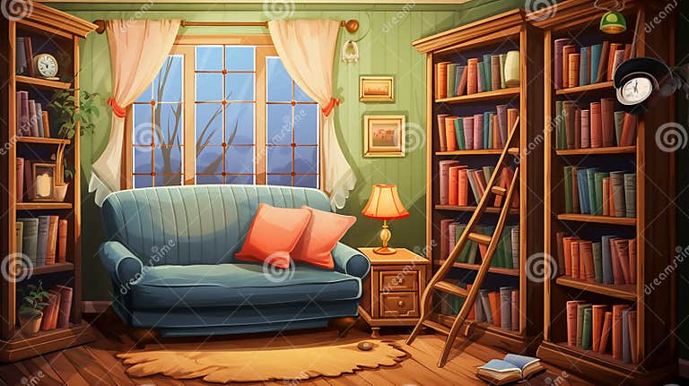 Vector cozy room interior stock illustration. Illustration of suite ...