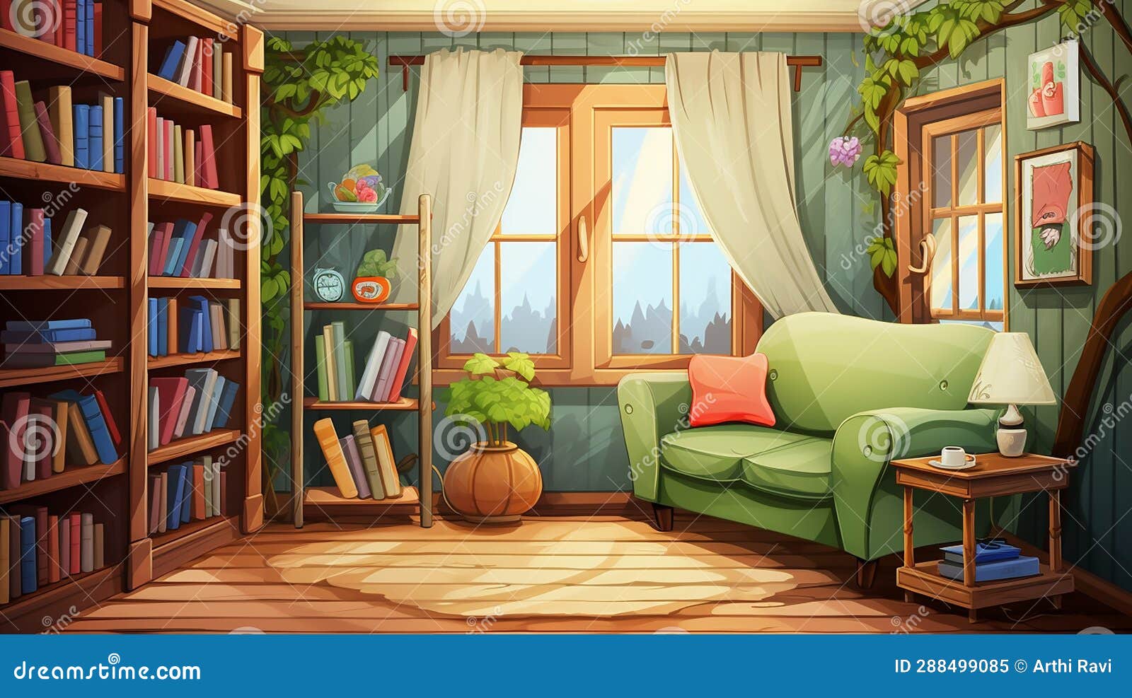 Vector cozy room interior stock illustration. Illustration of room ...