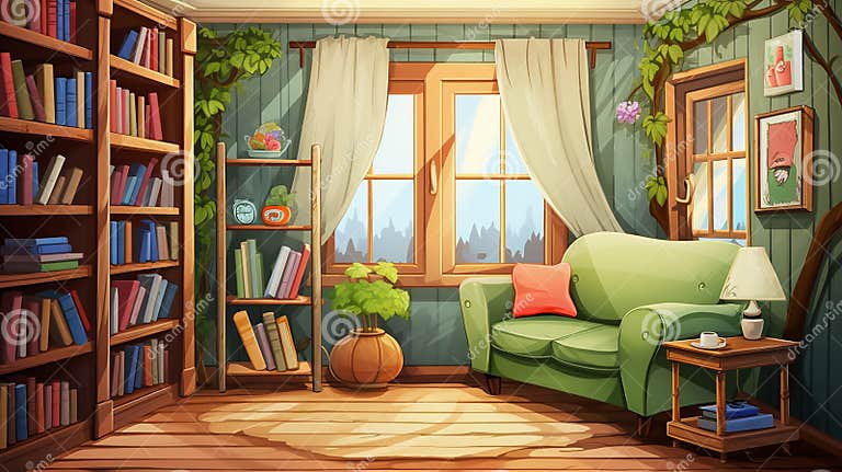 Vector cozy room interior stock illustration. Illustration of room ...