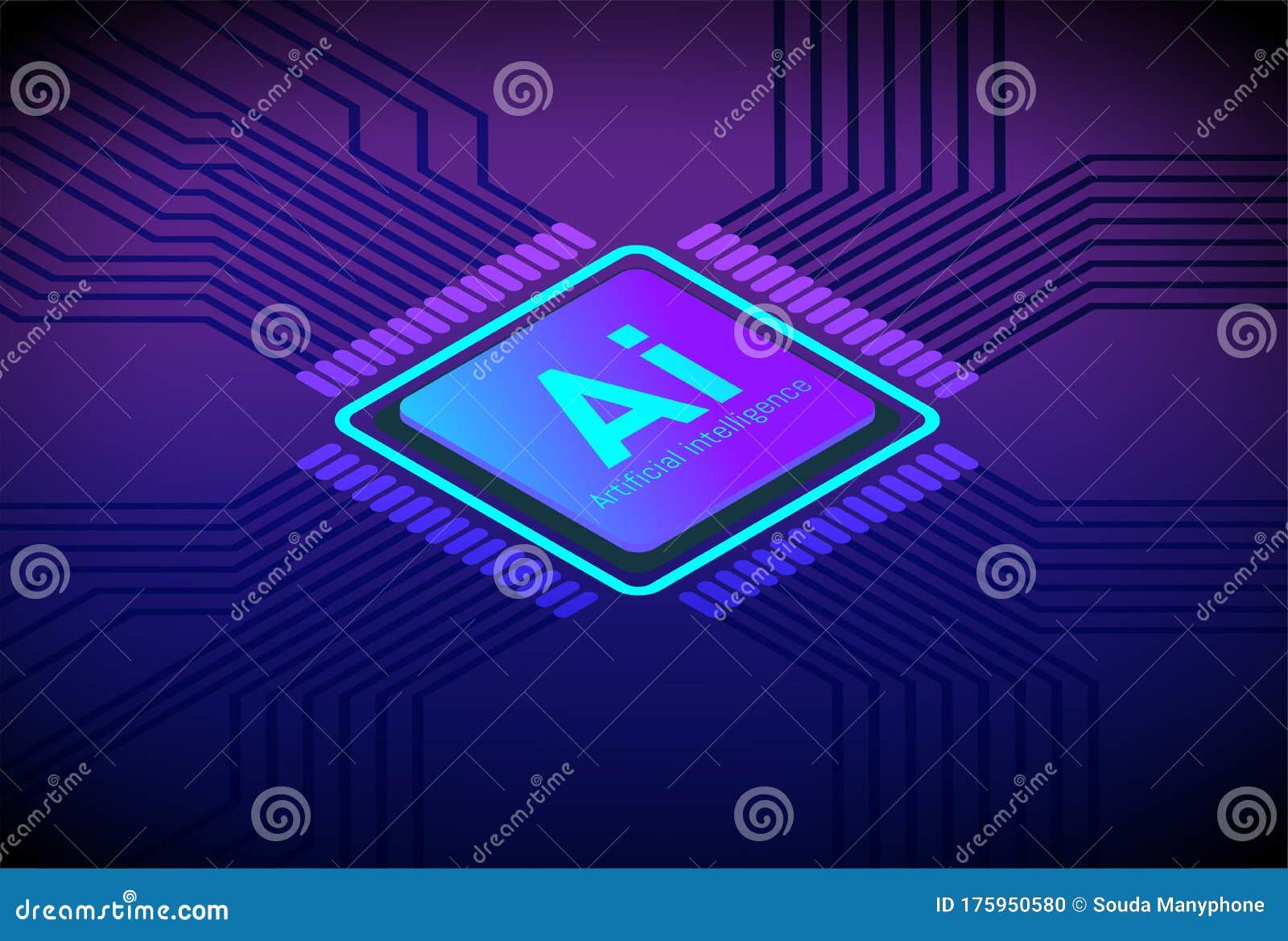 Vector of CPU Artificial Intelligence Future Technology Isometric Flat ...