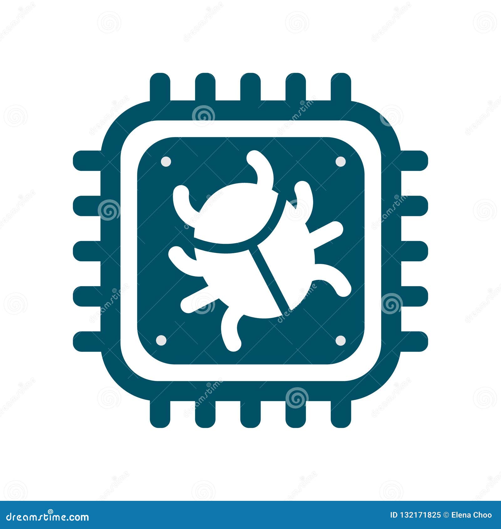 Vector CPU Icon with Computer Bug Sign Stock Vector - Illustration of ...