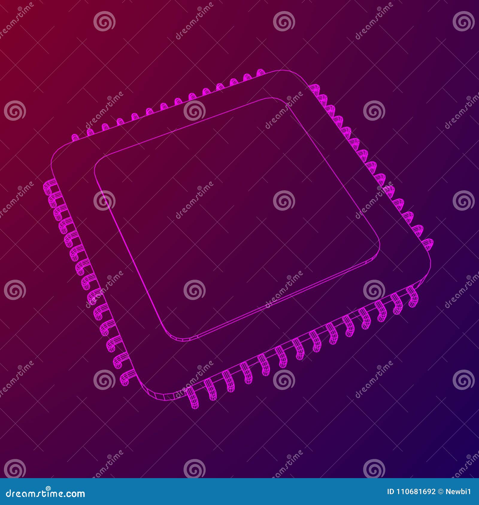 Vector CPU wireframe stock vector. Illustration of electronic - 110681692