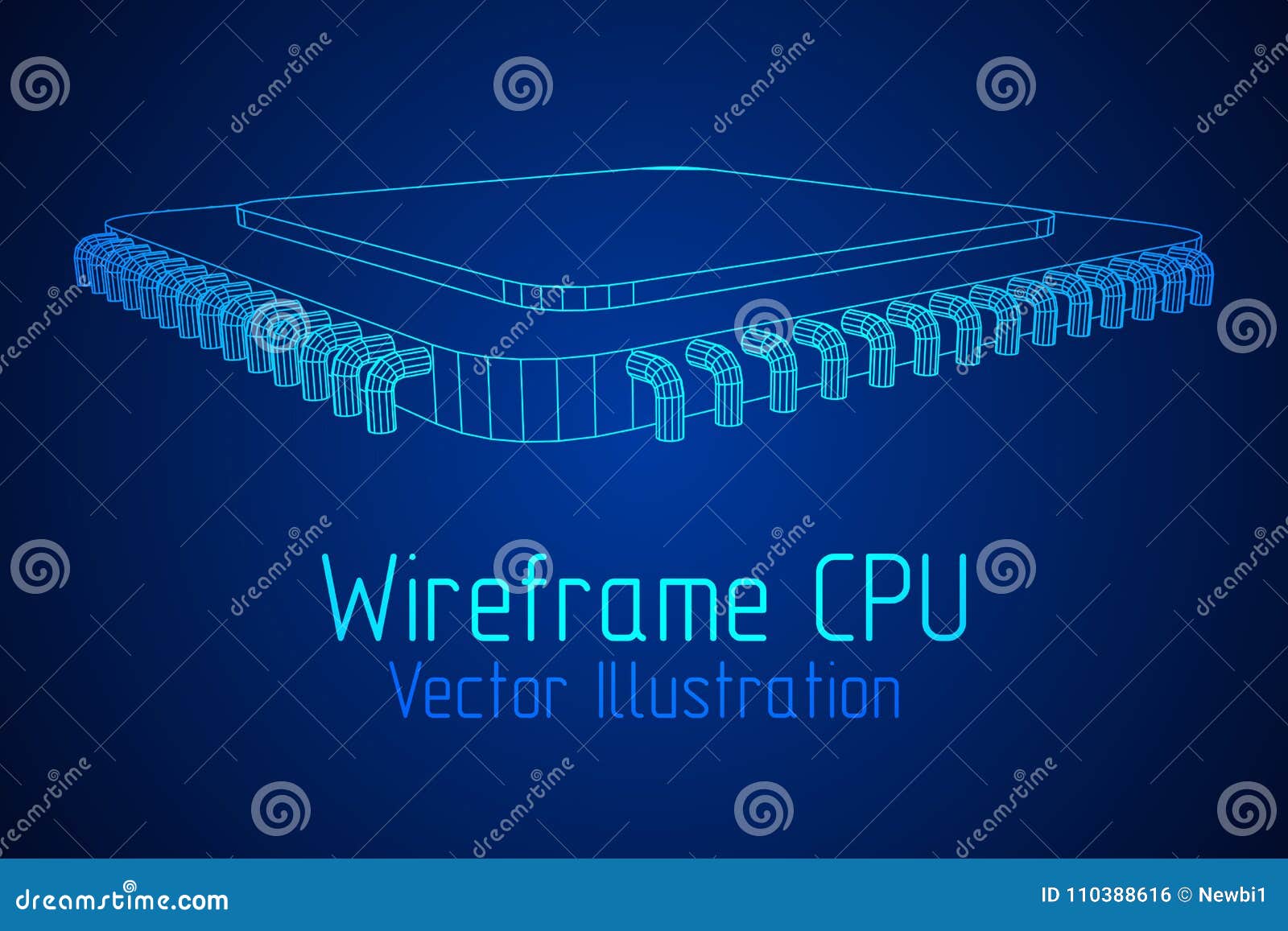 Vector CPU wireframe stock vector. Illustration of resistor - 110388616